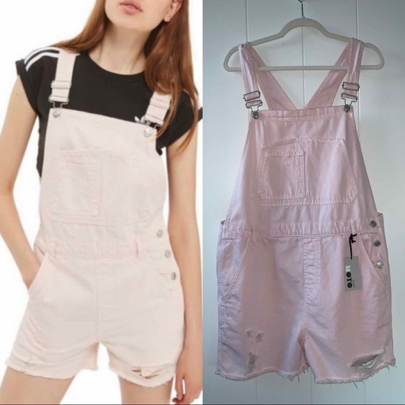 Topshop | Jeans | Moving Sale New Topshop Baby Pink Overalls Shorts ...